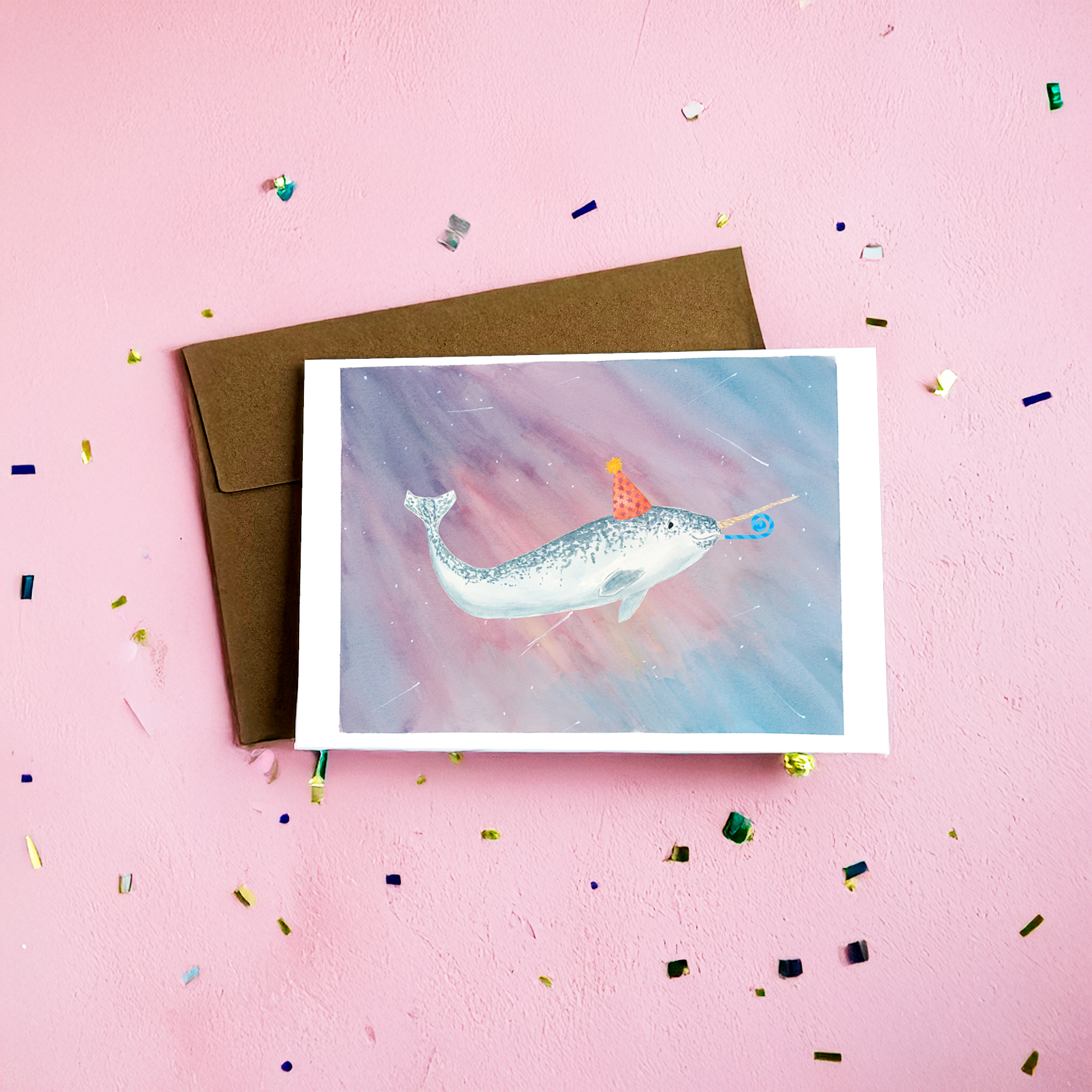 Narwhal Birthday Card – Blue Eyed Muse
